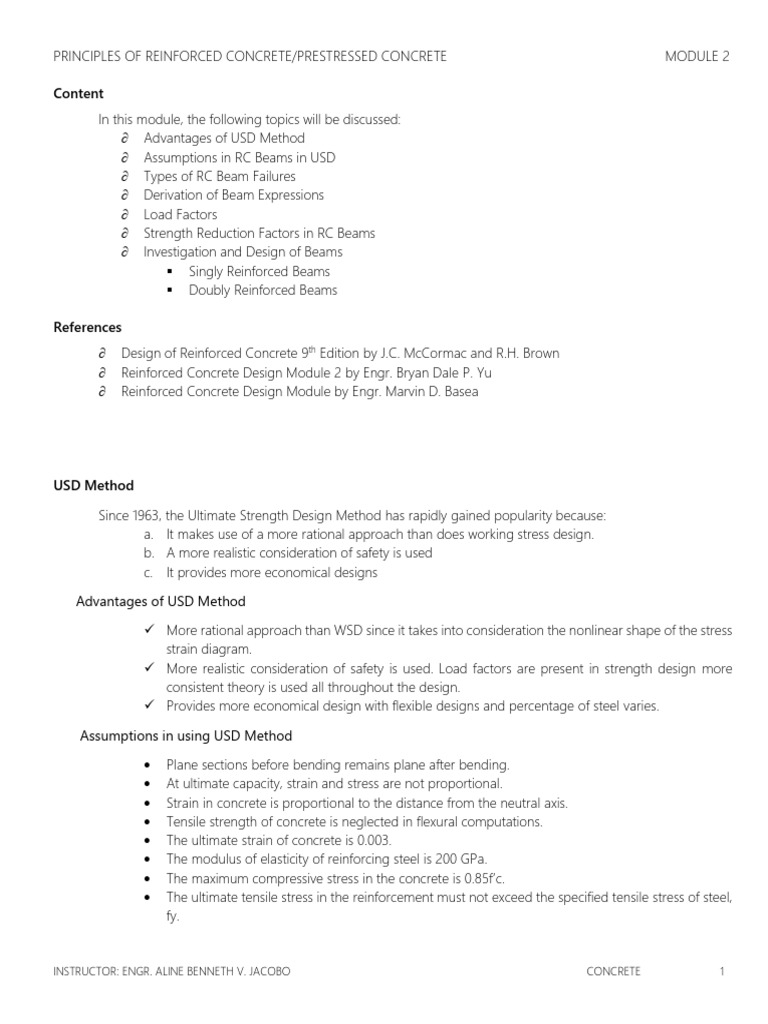 Principles of Reinforced Concrete Module 2 | PDF | Beam (Structure) | Deformation (Engineering)