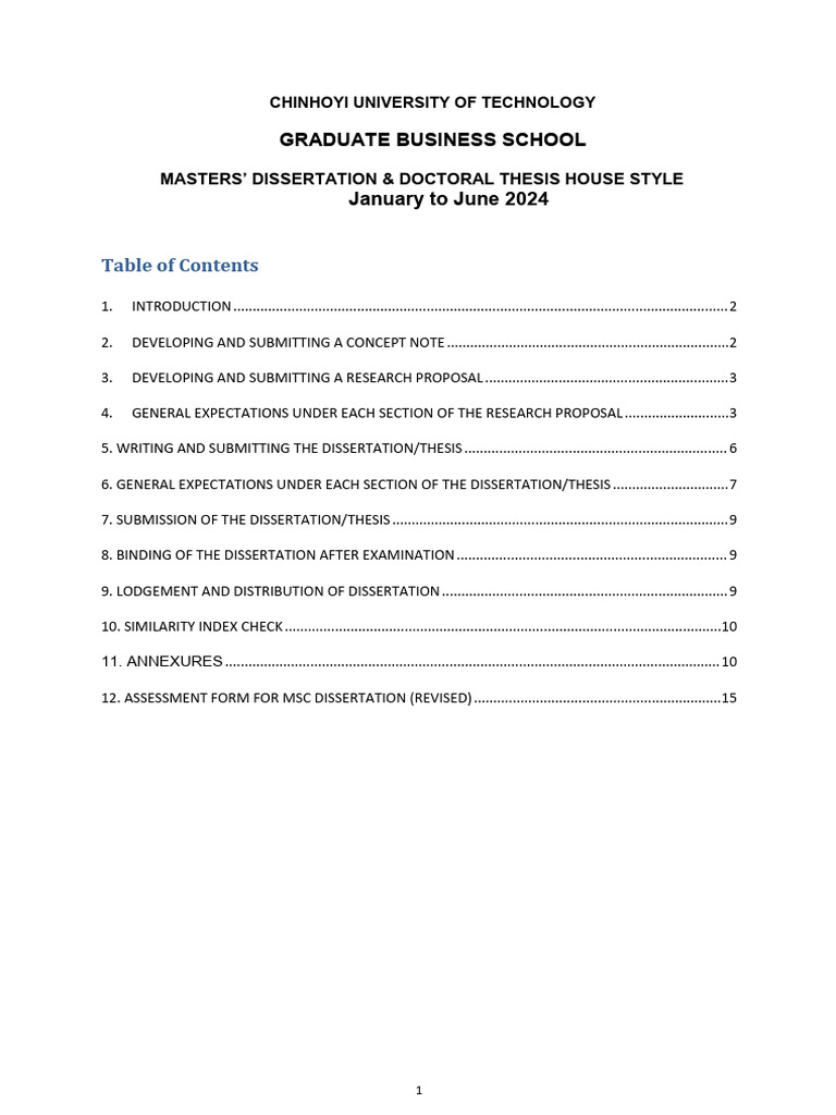 GBS Dissertation & Thesis Guidelines | PDF | Thesis | Statistics