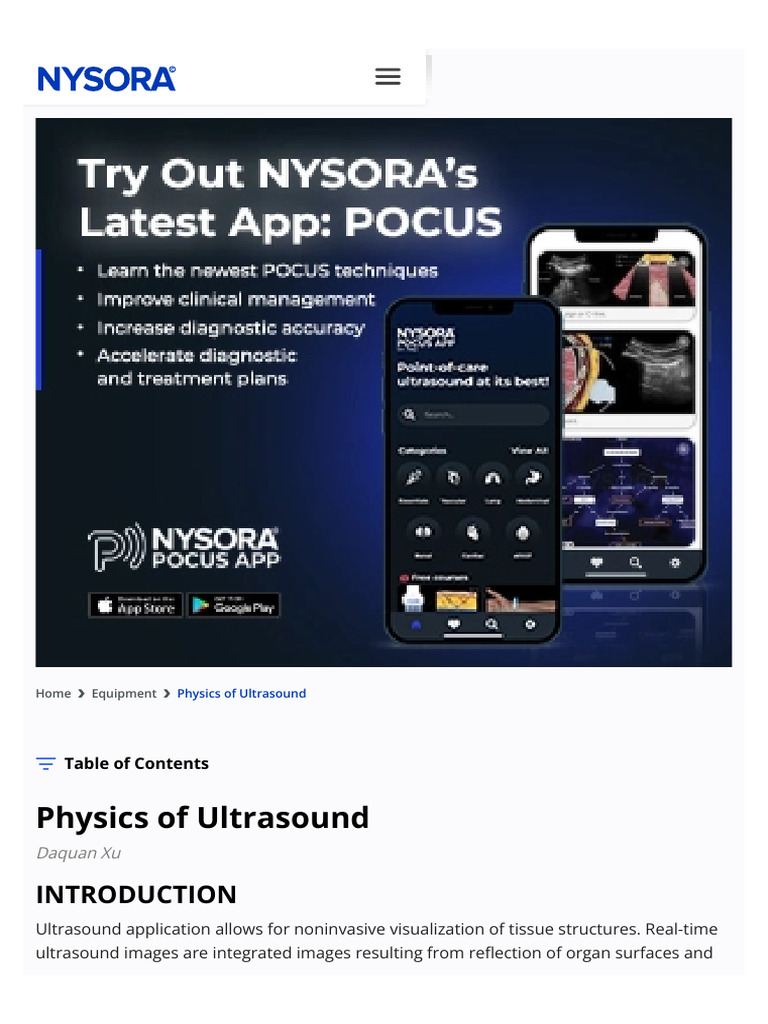 Physics of Ultrasound - NYSORA NYSORA | PDF | Medical Ultrasound | Ultrasound