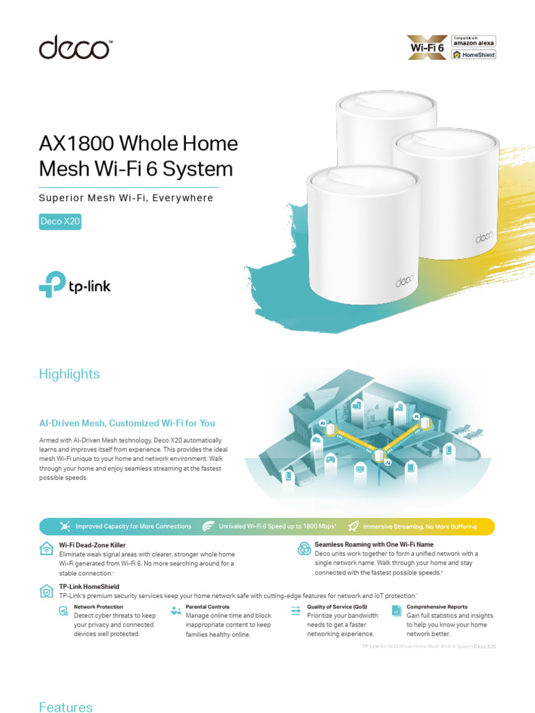 Deco X20 (EU) 4.0 - Datasheet | PDF | Wi Fi | Computer Network