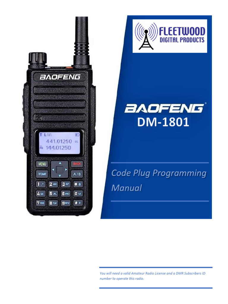 DM-1801 Programming Manual V1.1.1 | PDF | Amateur Radio | Information And Communications Technology