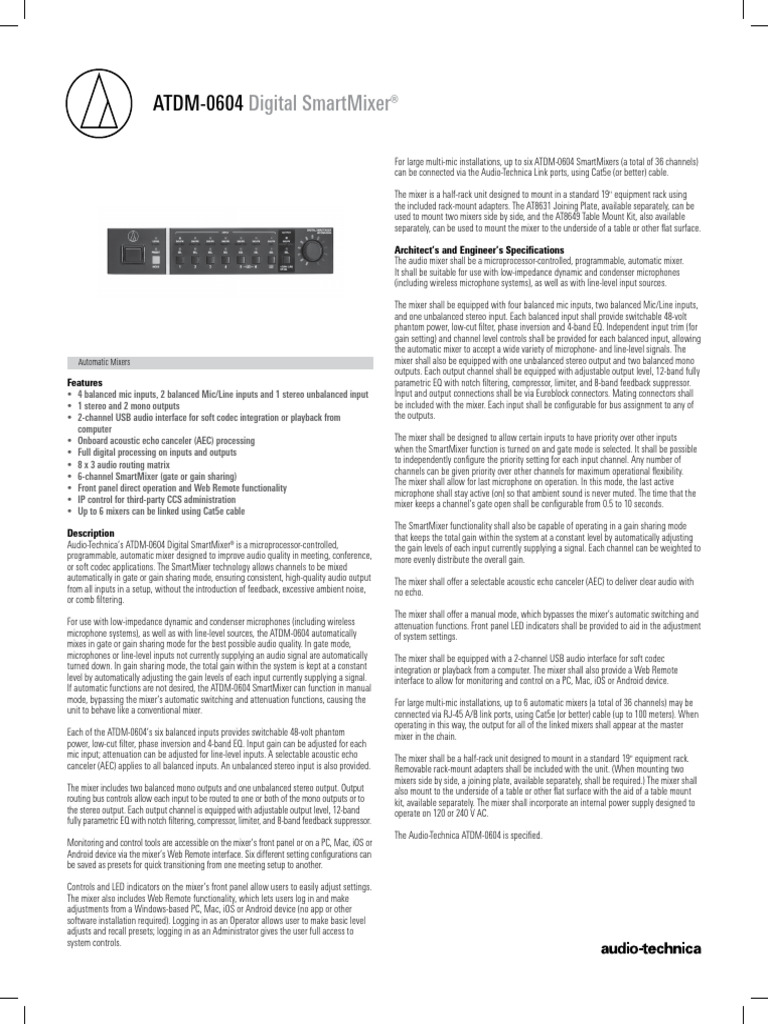 ATDM-0604 submittal | PDF | Decibel | Microphone