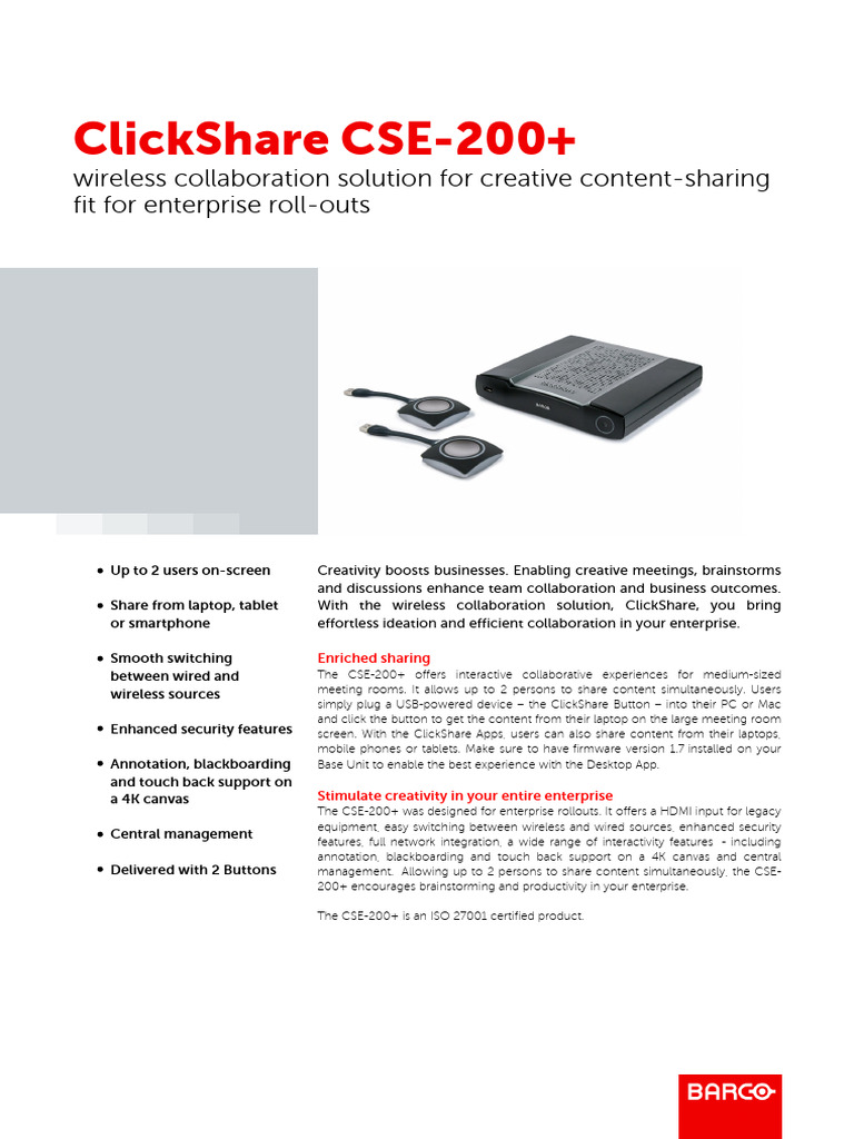 ClickShare CSE-200+ | PDF | Ios | Computer Architecture