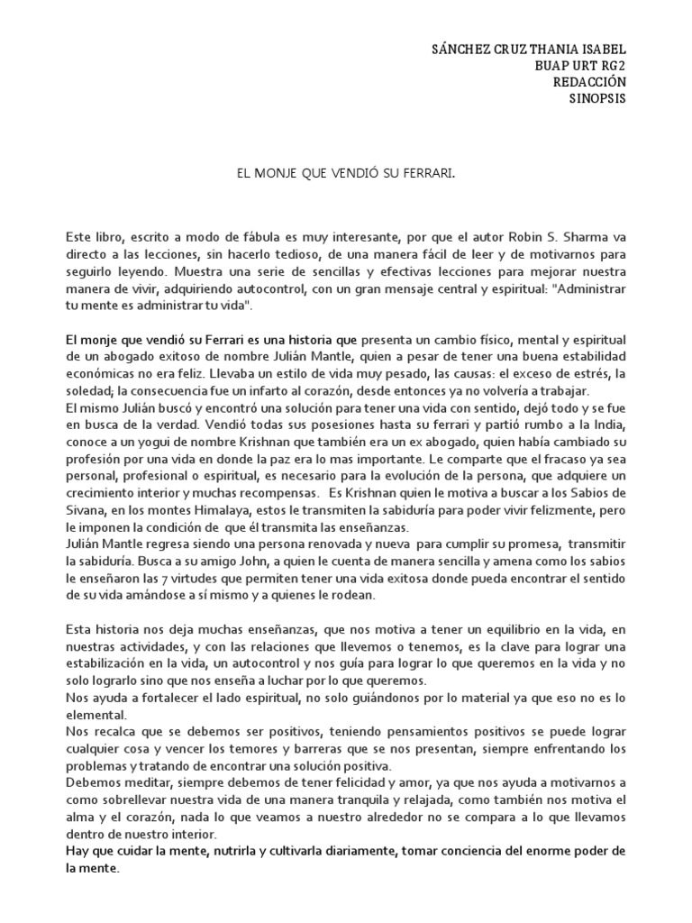 El Monje Que Vendió Su Ferrari Es La Sugerente y Emotiva Historia de ...