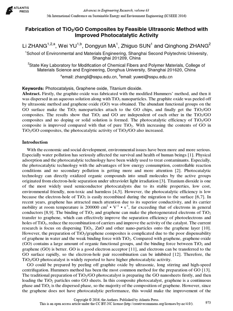 GO-TiO2 2016 | PDF | Titanium Dioxide | Graphene