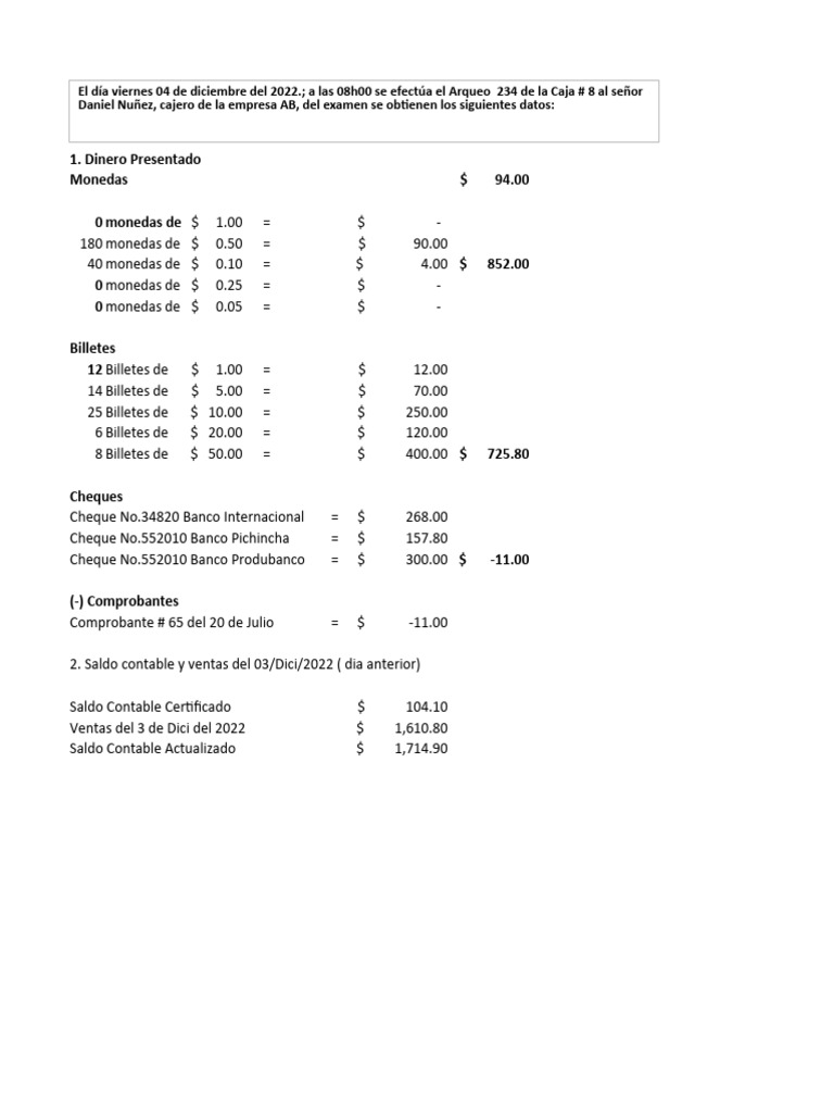 Arqueo de Caja y Gestión Financiera | PDF | Tarjeta de crédito | Cheque