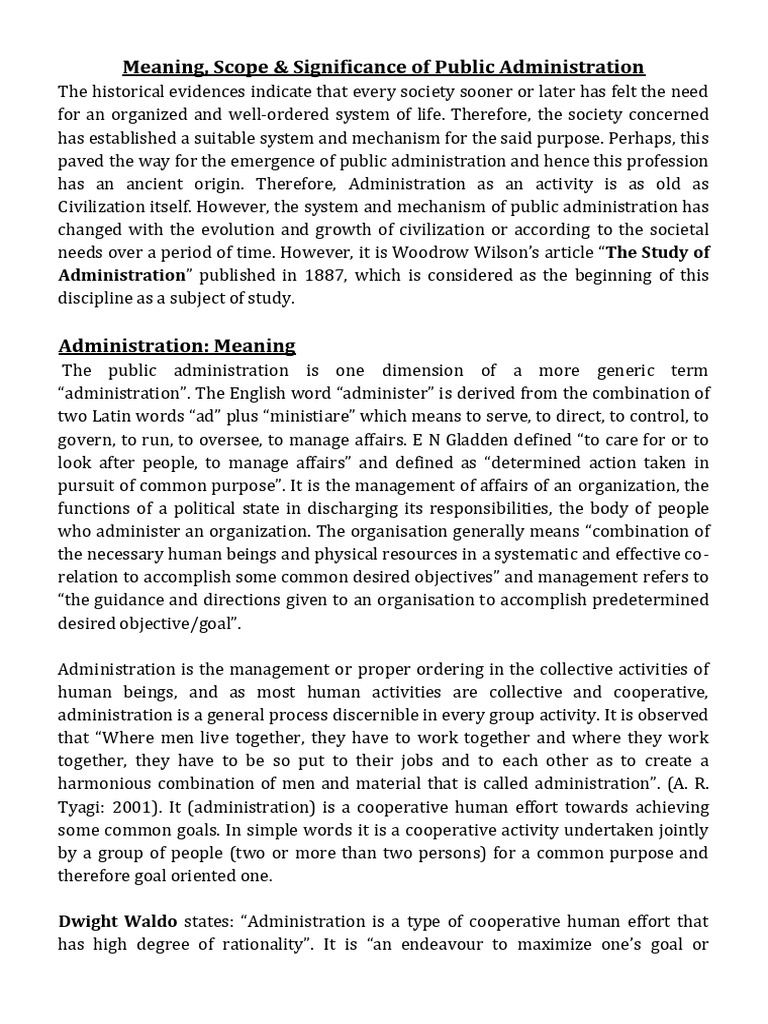 Significance and Scope of Public Administration | PDF | Public ...