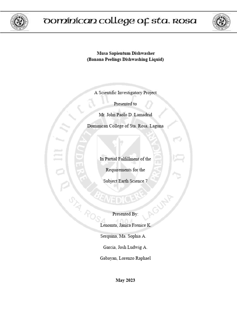 Musa Sapientum Dishwasher Banana Peelings Dishwashing Liquid | PDF ...