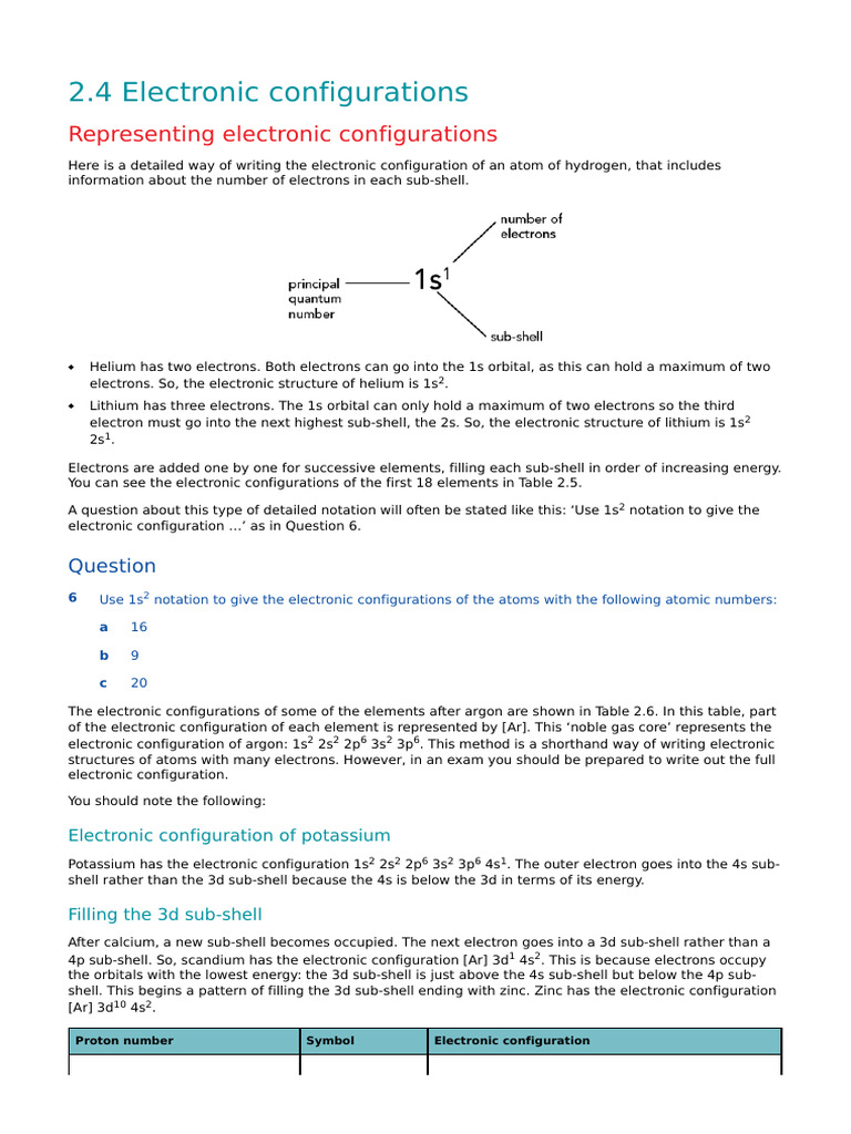 Electronic configuration | PDF | Electron Configuration | Ion