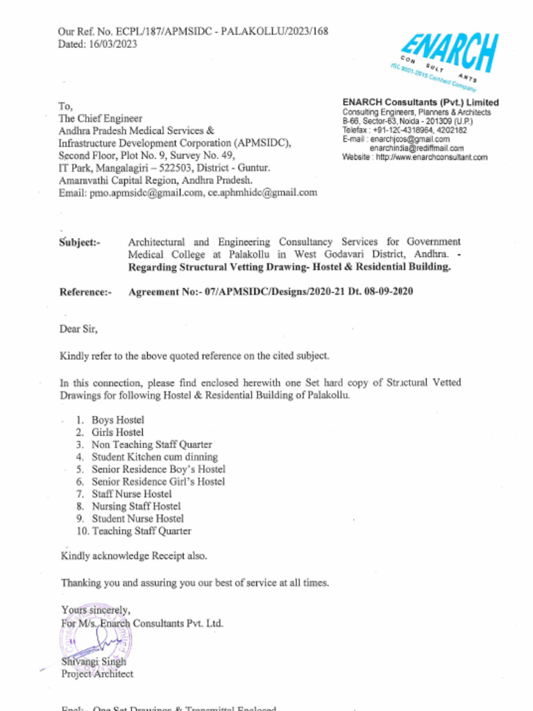 2023 03 16 ECPL 187 APMSIDC PALAKOLLU 2022 Structural Vetting One Set | PDF