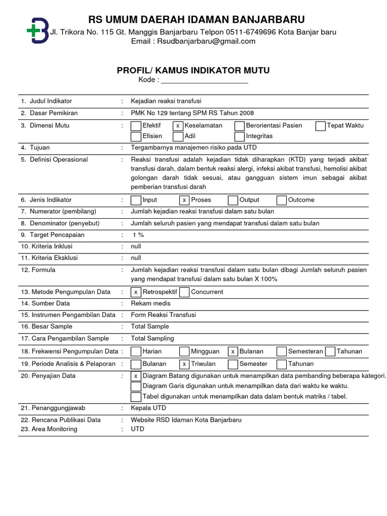 Profil Indikator UTD | PDF