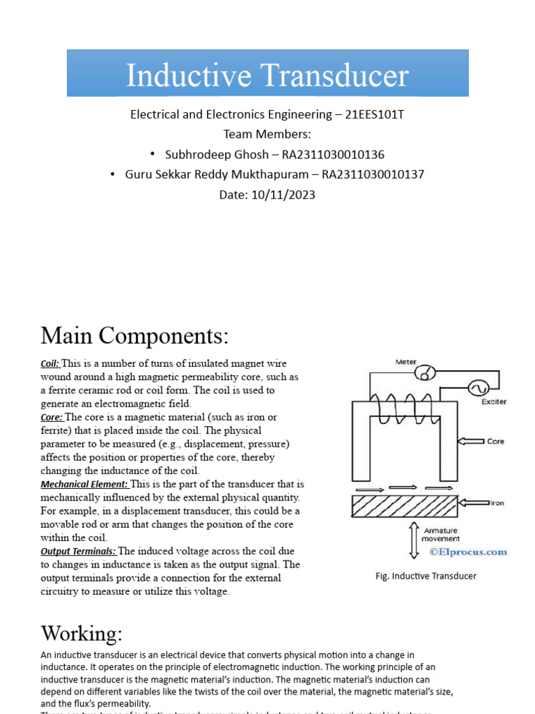 Inductive Transducer Overview | PDF | Inductance | Inductor