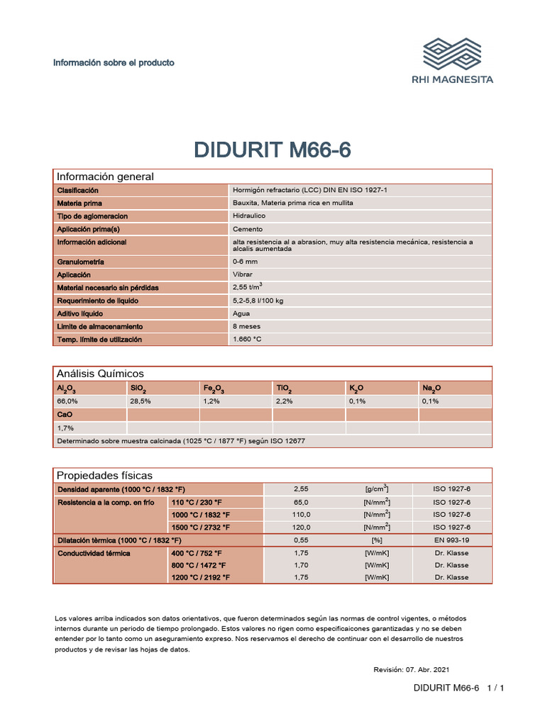 6 DIDURIT - M66 - 6 - Zement - ISO - ES | PDF | Sector secundario de la economía | Ingeniería de ...
