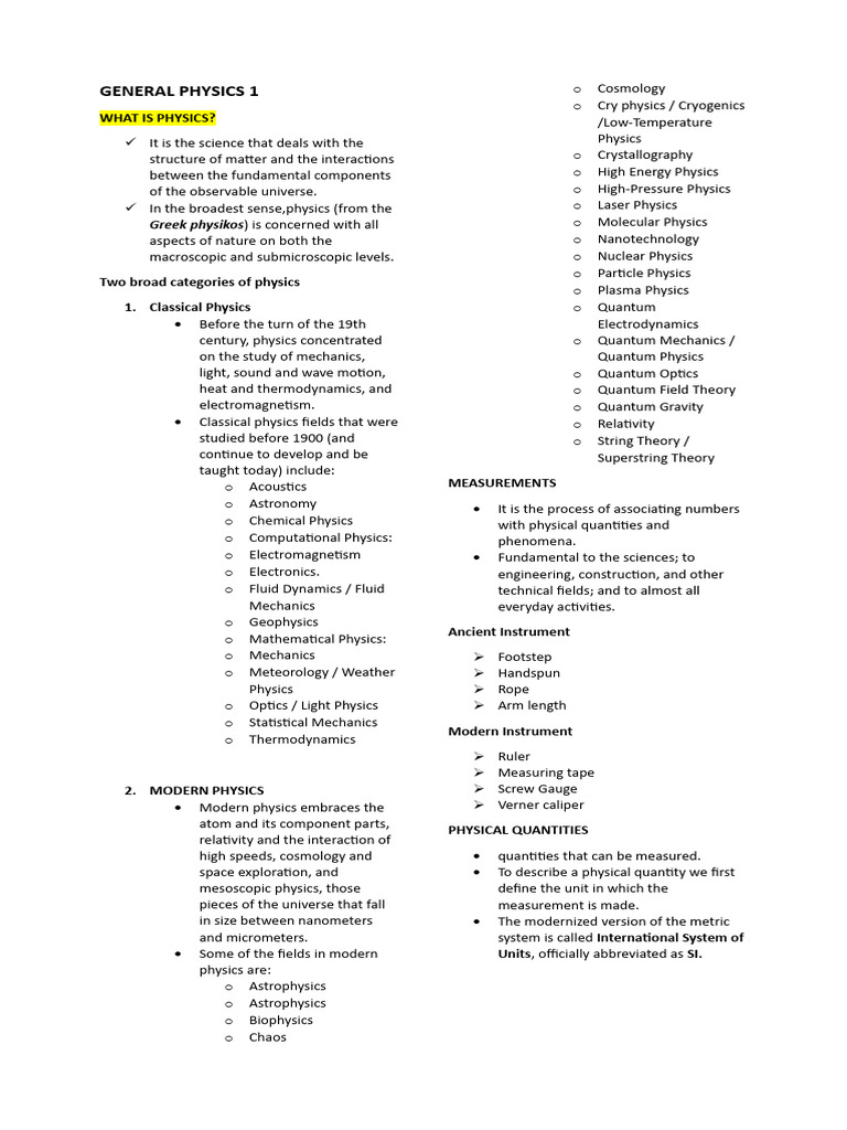 GENERAL PHYSICS 1 Rev | PDF | Physics | Euclidean Vector