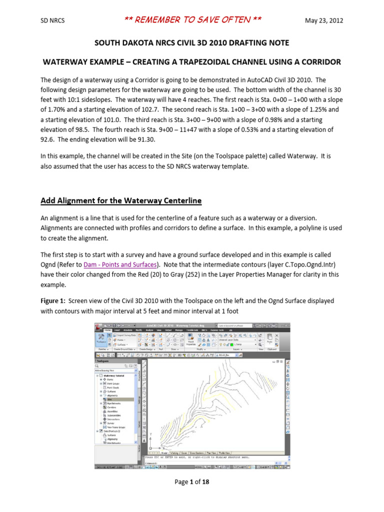 Waterway Example - Creating A Trapezoidal Channel Using A Corridor | PDF | Button (Computing ...