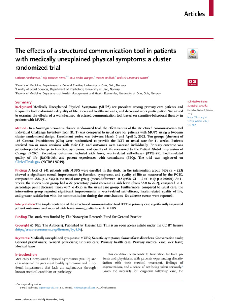 The Effects of A Structured Communication Tool in Patients Wit 2023 ...