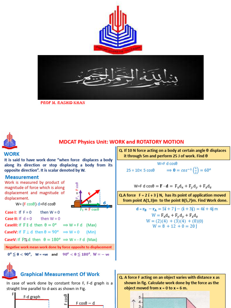 Work and Circular Motion | PDF | Rotation Around A Fixed Axis ...