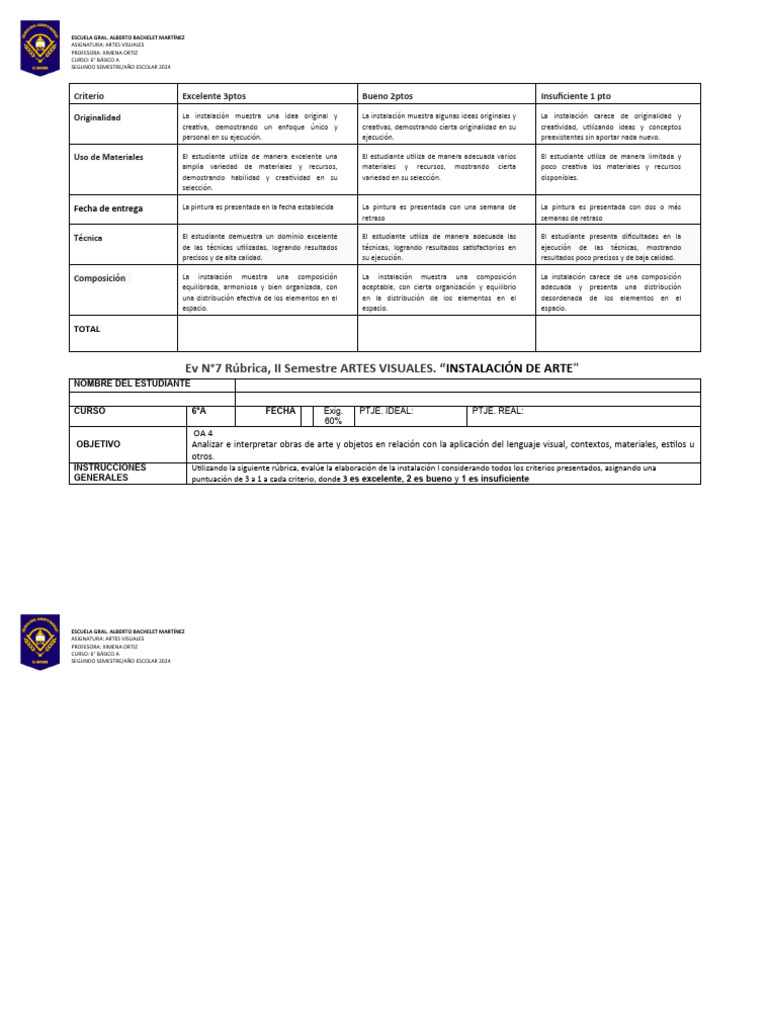 Rubrica N°7 | PDF | Creatividad | Pinturas