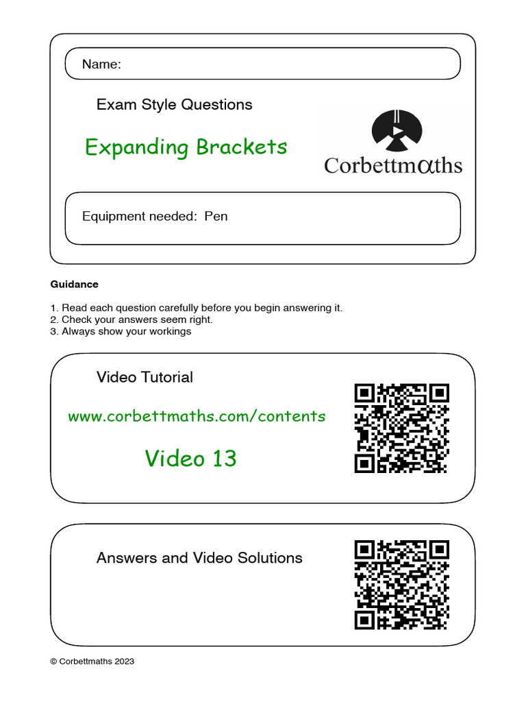 Expanding Brackets 2 | PDF