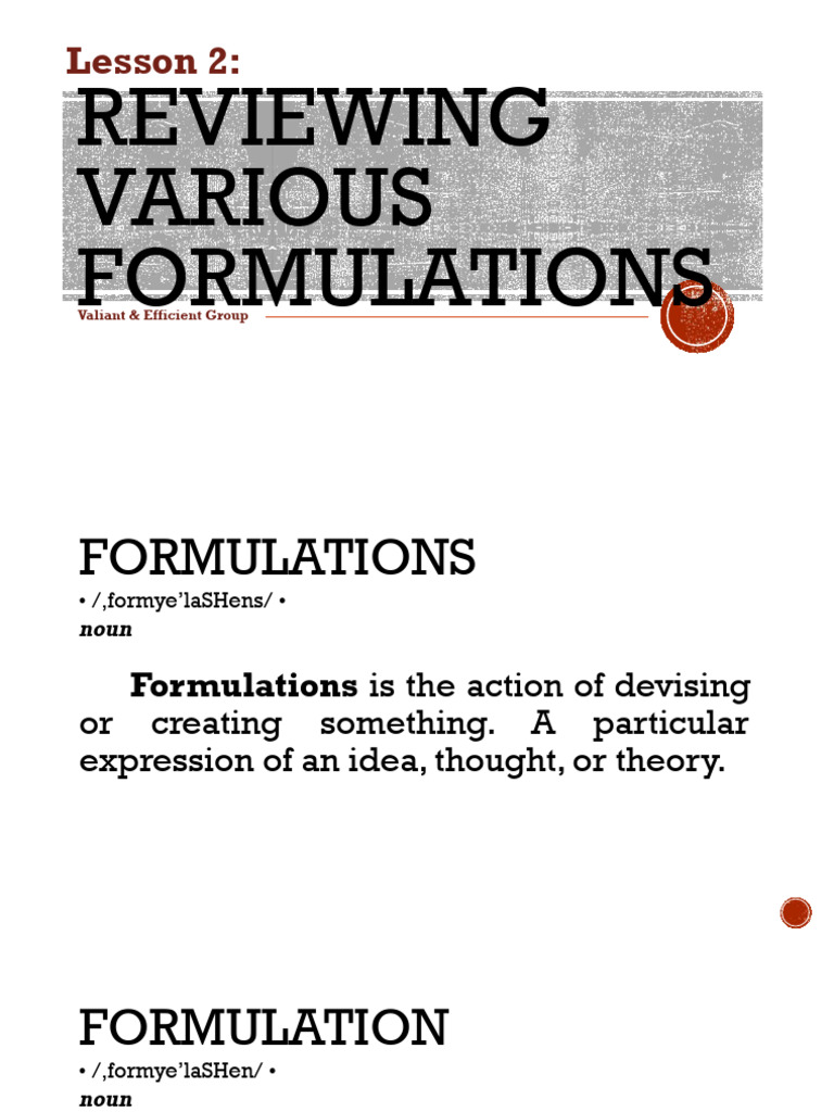 Lesson 2 Reviewing Various Formulations | PDF | Curing (Food ...