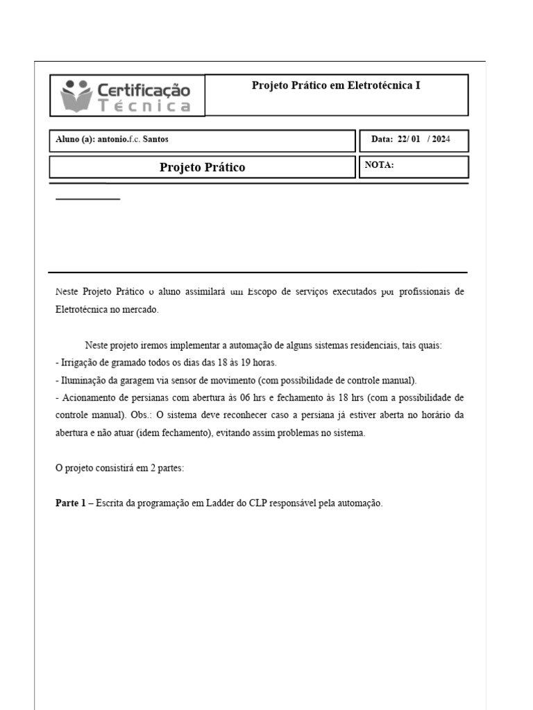 Projeto Prático Em Eletrotécnica Pdf