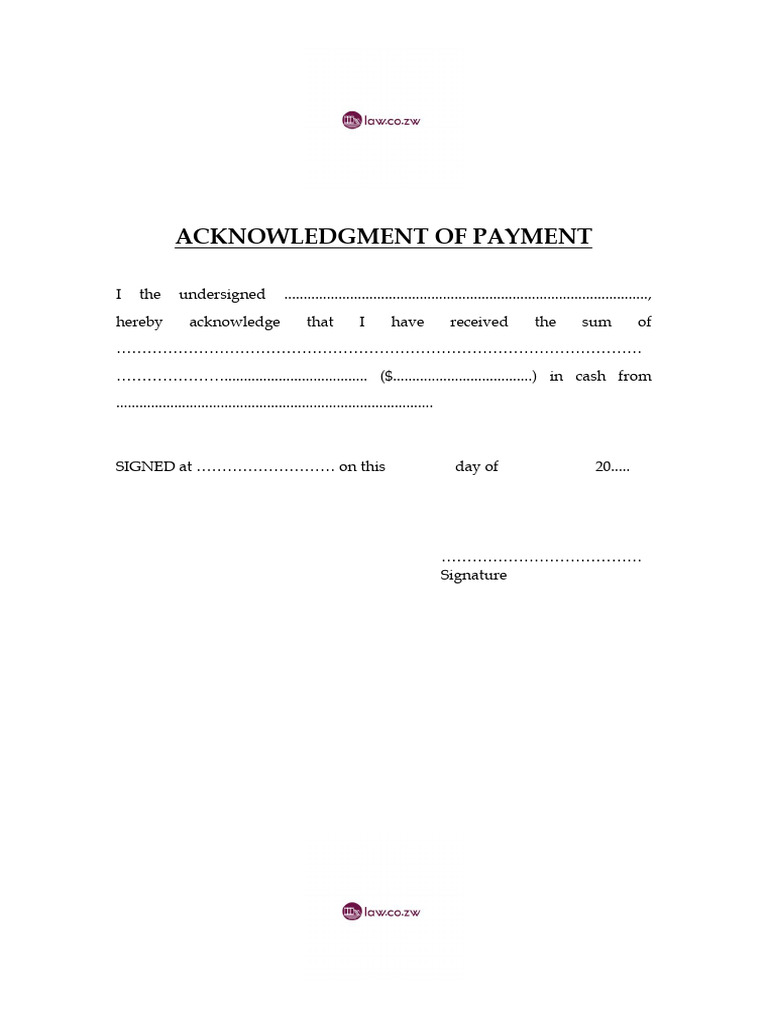Acknowledgment of Payment | PDF