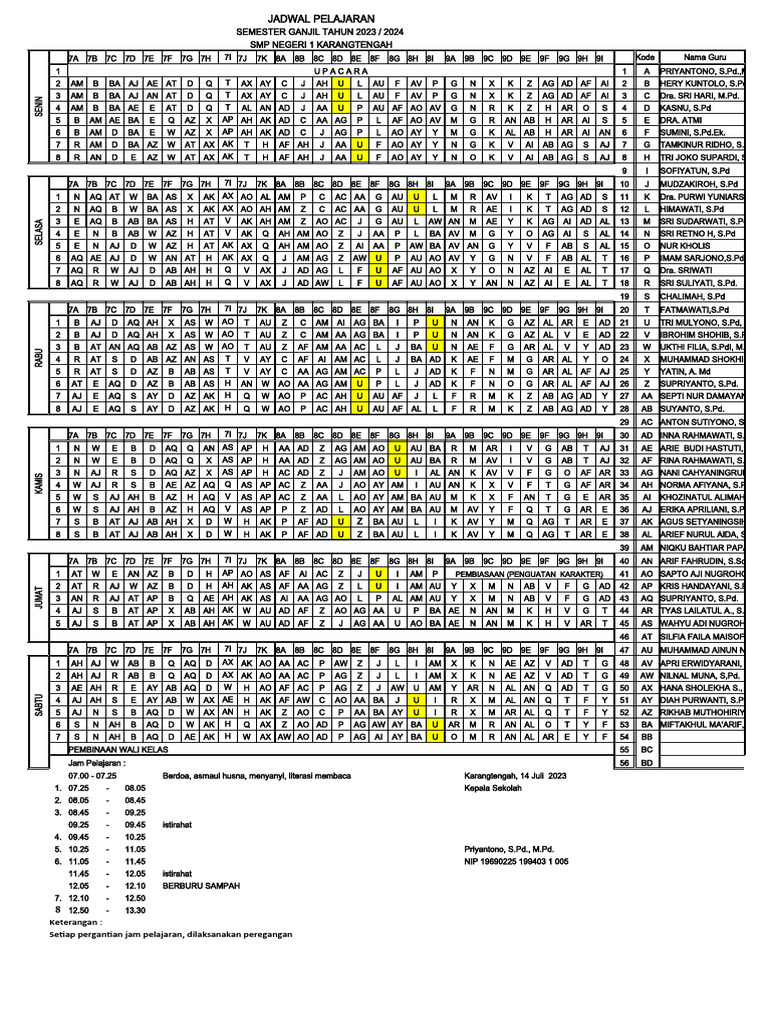 Rev 1 Jadwal Semester Ganjil 2023-2024 | PDF