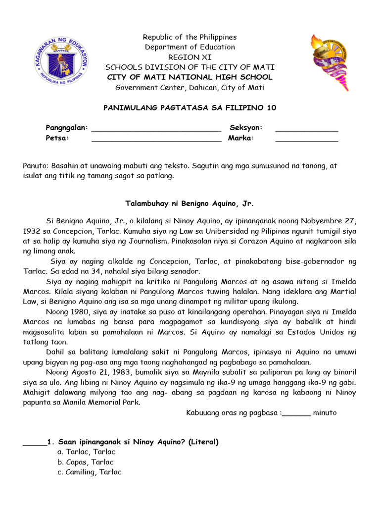 Filipino 10 Reading | PDF