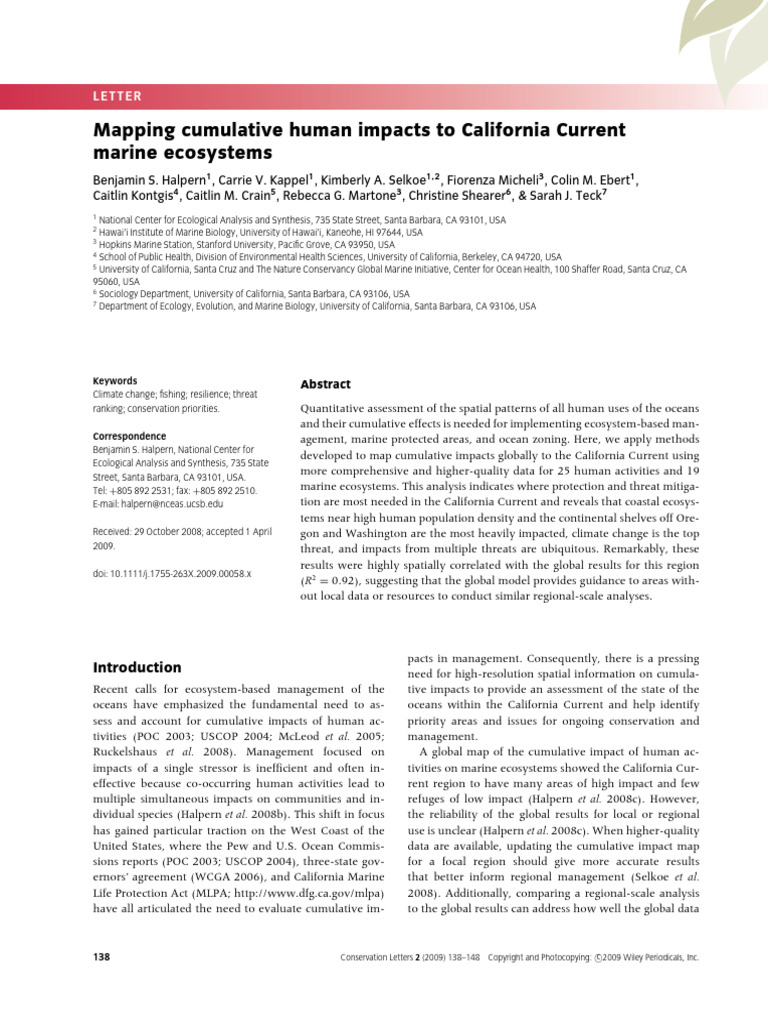 Conservation Letters - 2009 - Halpern - Mapping Cumulative Human ...