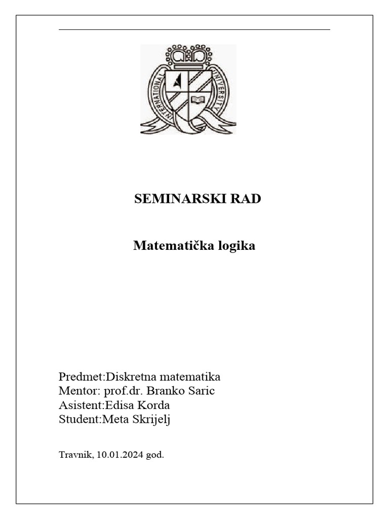 Matematicka Logika | PDF
