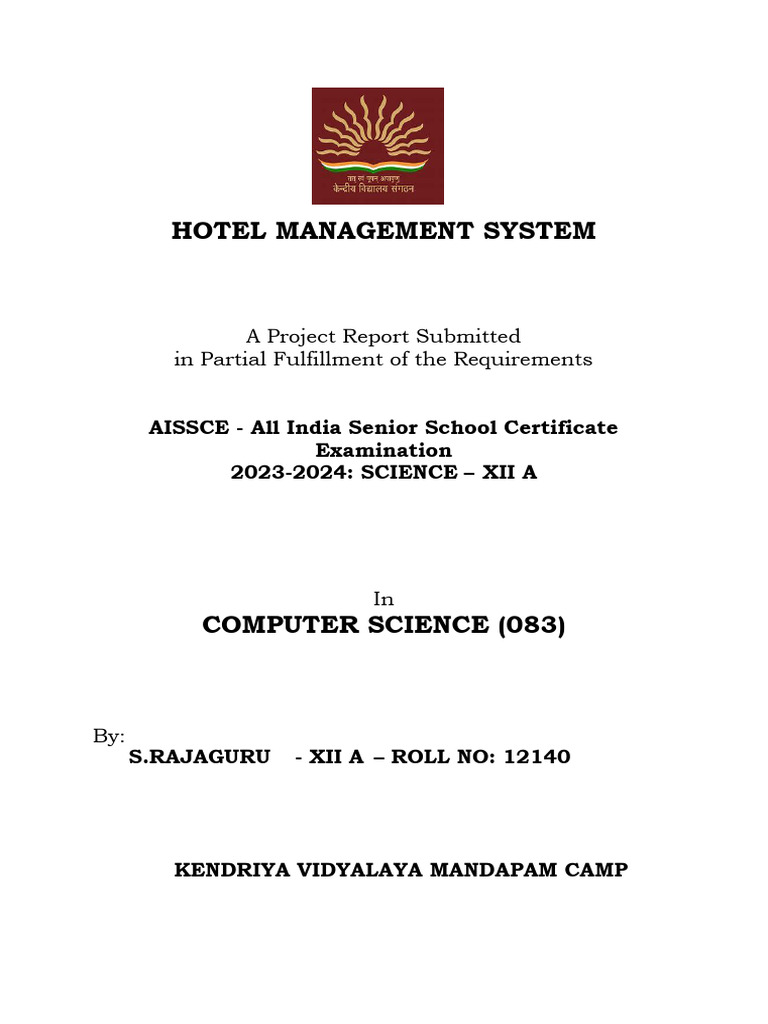hotel-management-CS PROJECT (1) | PDF | Trousers | Software