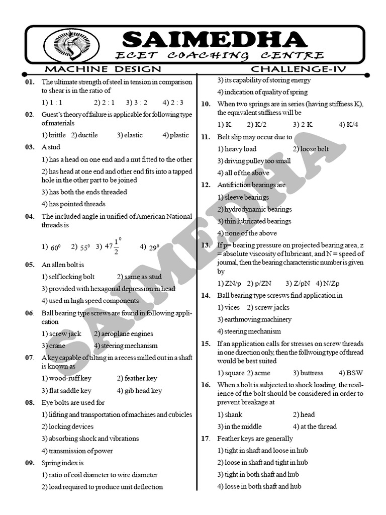 Machine Design Challenge IV | PDF | Gear | Screw