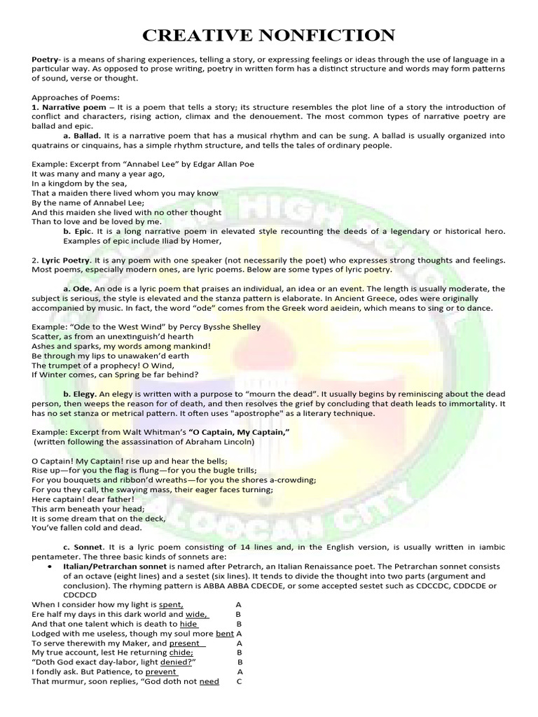 CNF Module 2 Q1 | PDF | Poetry | Epic Poetry