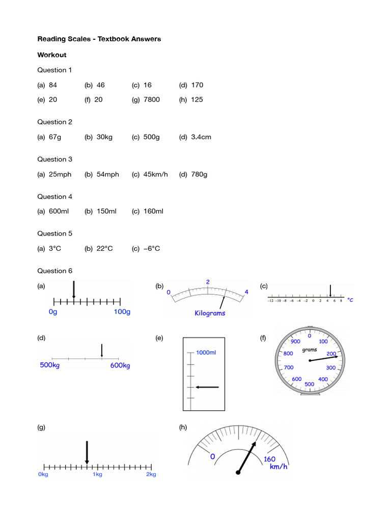 Reading Scales Answers | PDF