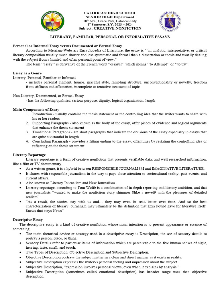 CNF Quarter 2 Module 3 | PDF | Essays | Creative Nonfiction