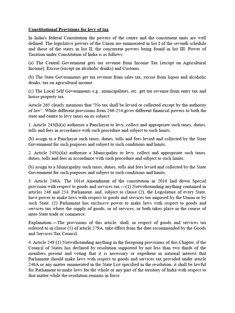 Taxation Powers in India's Constitution | PDF | Taxes | Taxation