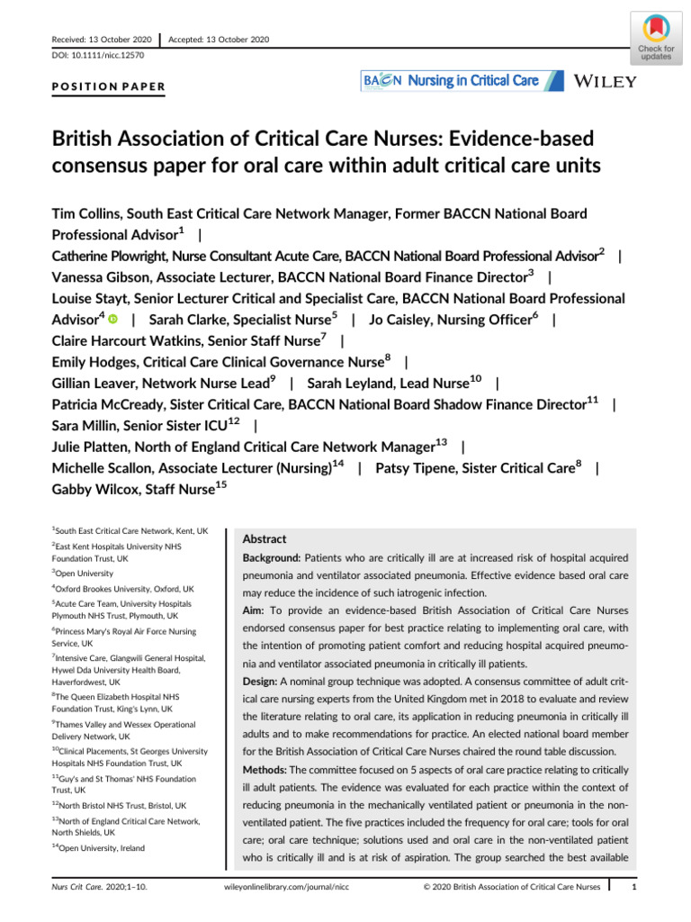 Consensus Paper For Oral Care | PDF | Oral Hygiene | Dentures