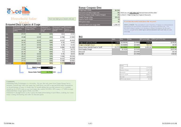 Solar Calculator V 1 | PDF | Spreadsheet | Electricity