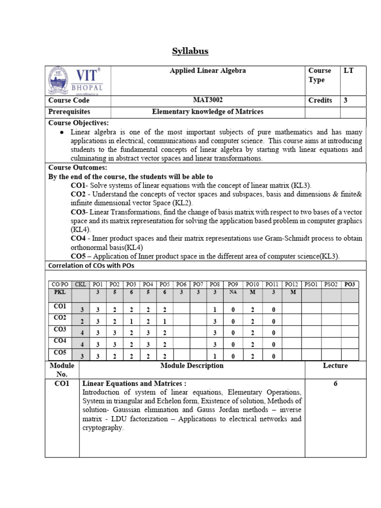 MAT3002 - APPLIED-LINEAR-ALGEBRA - LT - 1.0 - 1 - Applied Linear ... MAT3002 - APPLIED-LINEAR-ALGEBRA - LT - 1.0 - 1 - Applied Linear ...