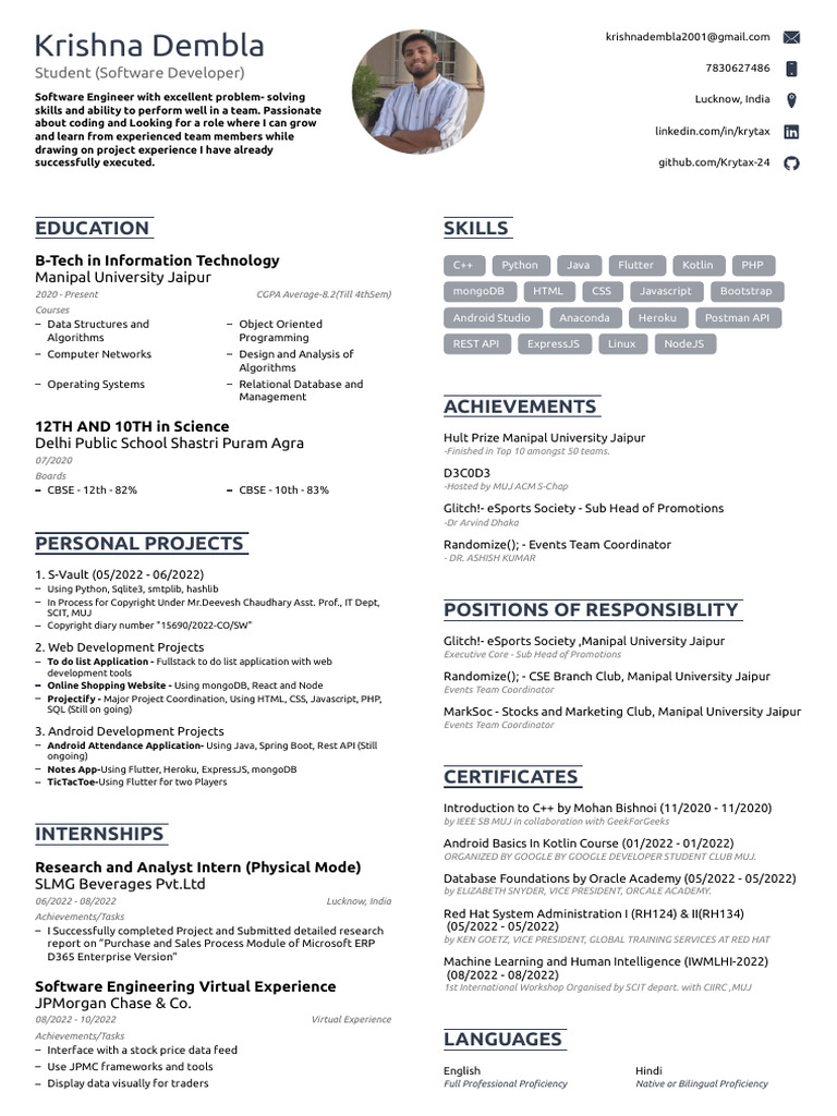 Krishna's Resume | PDF | Android (Operating System) | Application Software