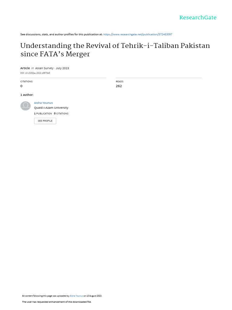 Article AsianSurveyJul20 | PDF | Federally Administered Tribal Areas
