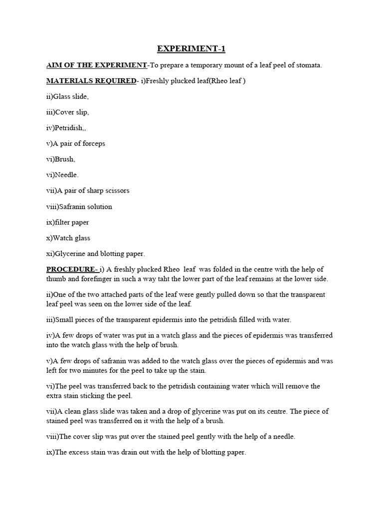 Experiment - 1 Rheo Leaf CLS-X | PDF | Leaf | Stoma