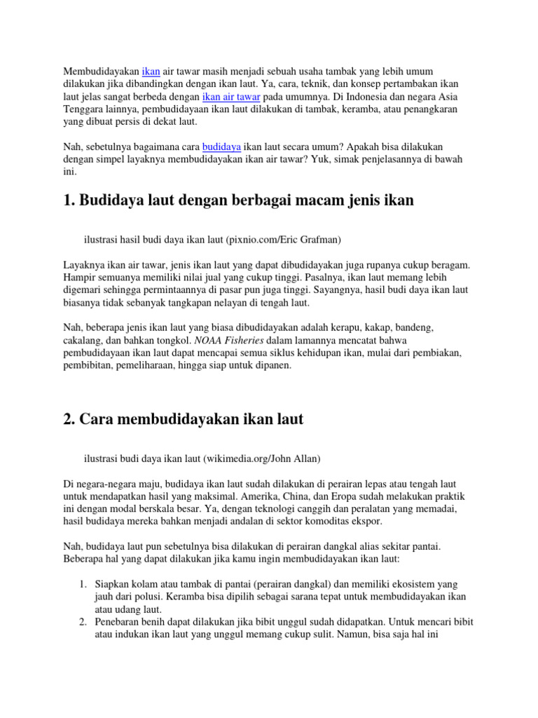 Budidaya Ikan Laut | PDF