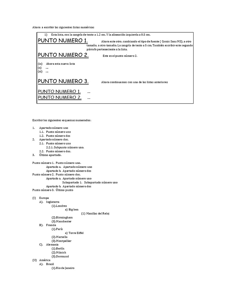 Guía de Formatos de Listas y Esquemas | PDF
