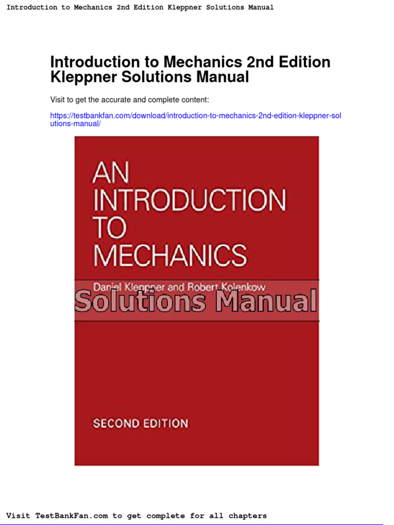 Dwnload Full Introduction To Mechanics 2nd Edition Kleppner Solutions Manual PDF | PDF