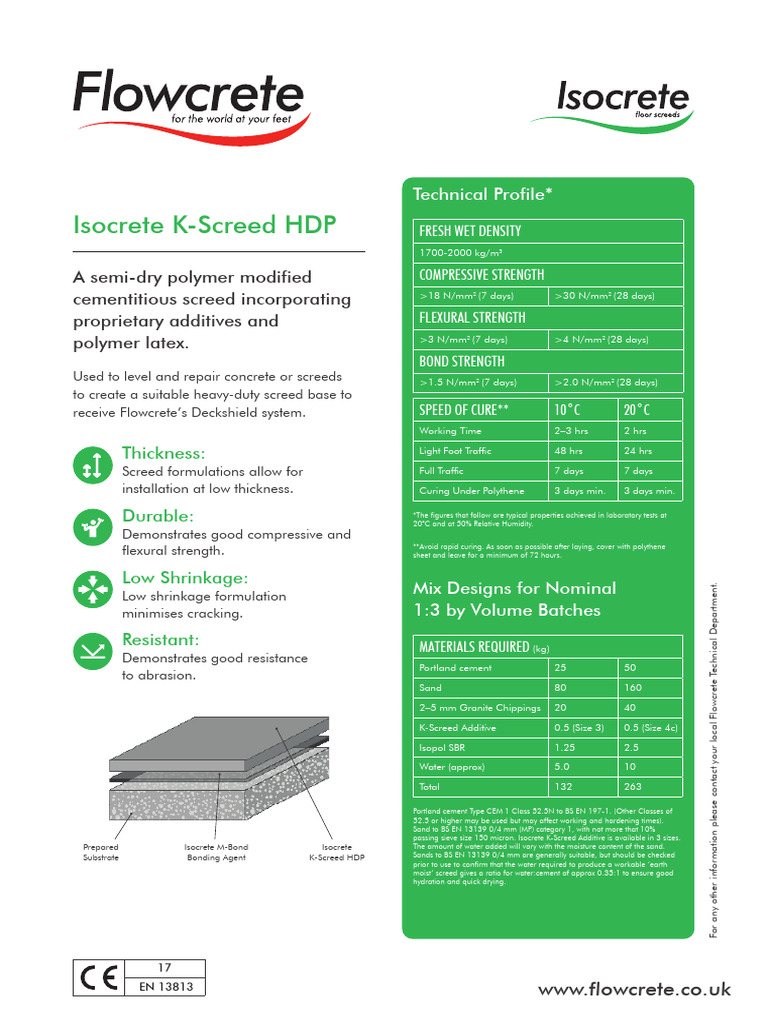 Isocrete K-Screed HDP Overview | PDF | Concrete | Cement