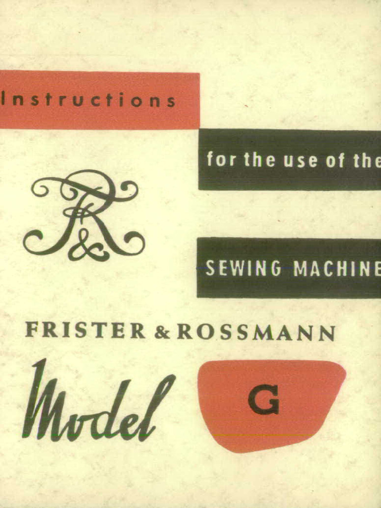 Frister & Rossmann Sewing Machine Manual | PDF | Sewing Machine ...