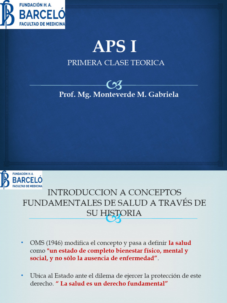 APS I 1 PRIMERA CLASE Concepto de Salud - Con Audio | PDF