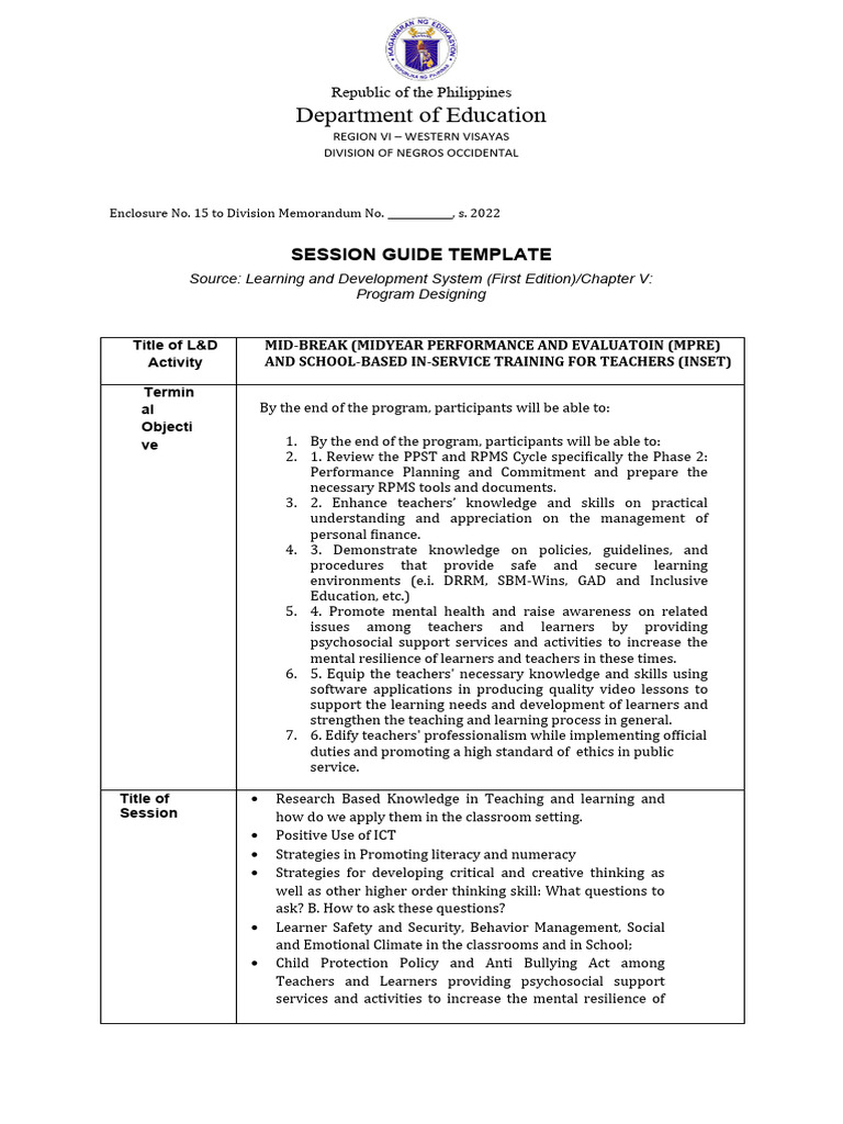 SESSION GUIDE and Session Flow | Download Free PDF | Teachers | Learning