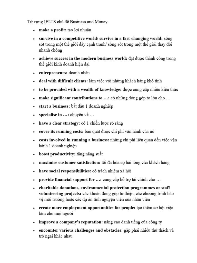 Vocabulary Finance and Business | PDF